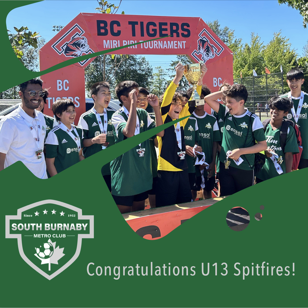 U13 Spitfires Winning Gold Medal and Trophy – South Burnaby Metro Club